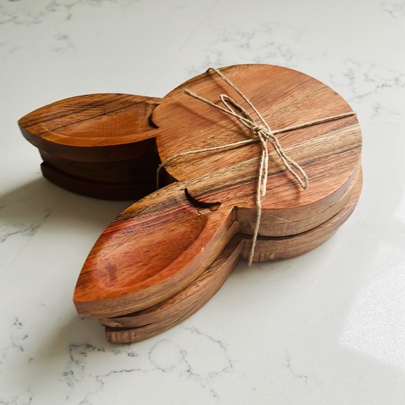 Pier 1 | Accents | Pier Easter Bunny Wood Coasters | Poshmark